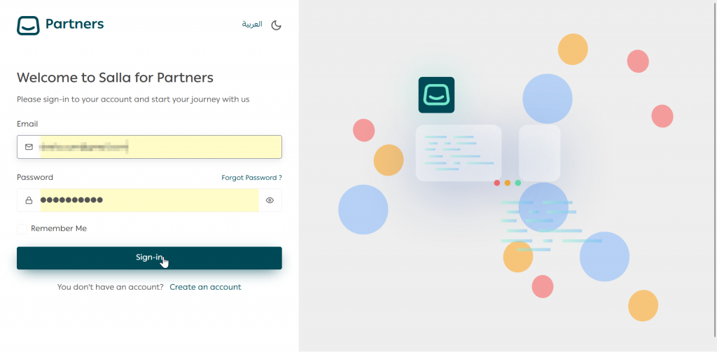 Create Salla Partners Account - Salla Developers